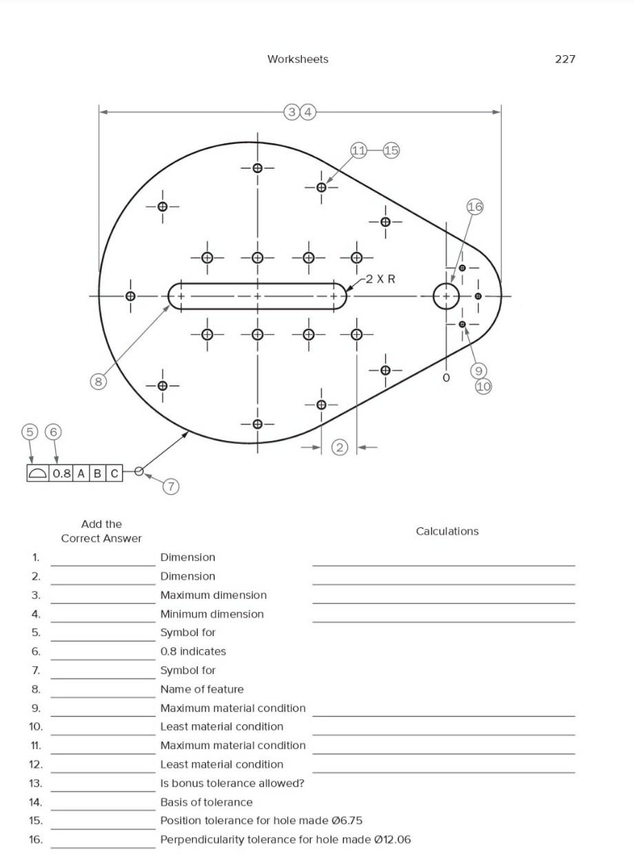 Solved Geometric Dimensioning and TolerancingWorksheets 227 | Chegg.com