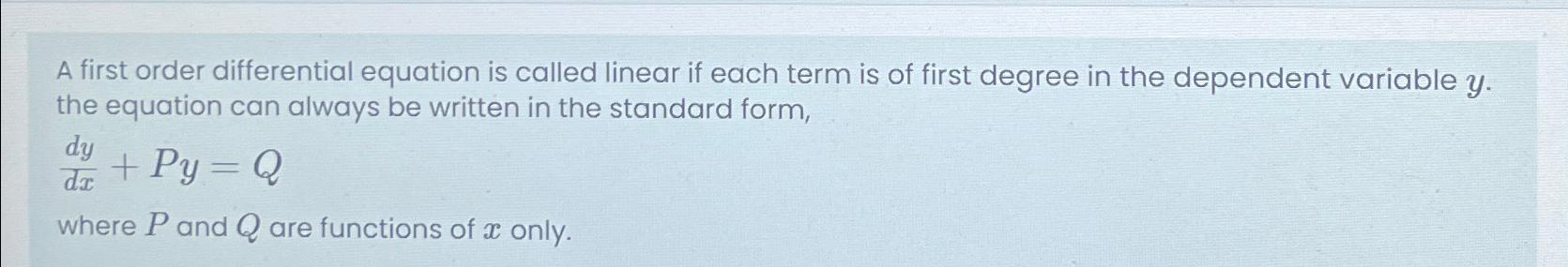 Solved A first order differential equation is called linear | Chegg.com