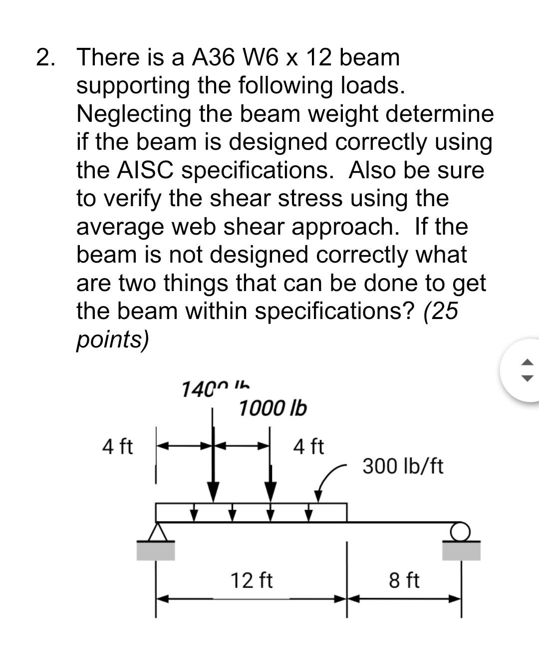 Solved 2. There is a A36 W6 x 12 beam supporting the | Chegg.com