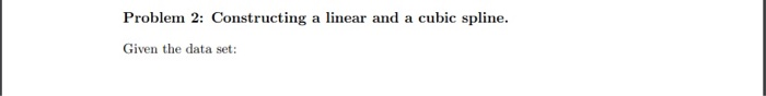 Solved Problem 2: Constructing a linear and a cubic spline. | Chegg.com