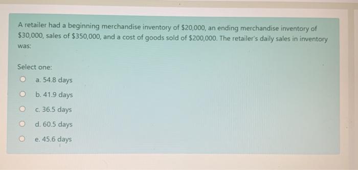 Solved A retailer had a beginning merchandise inventory of | Chegg.com