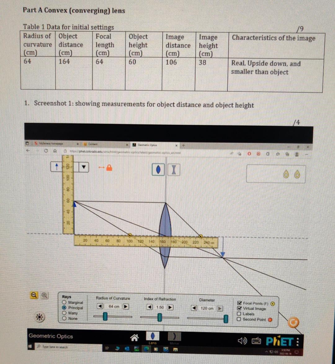 Solved What is the scaled ray diagram for data summarised in | Chegg.com