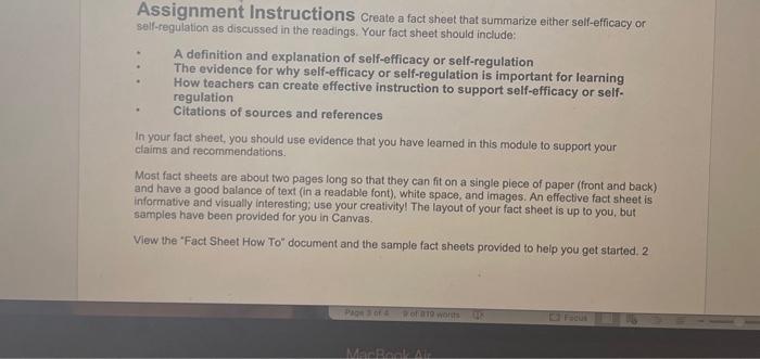 Solved Assignment Instructions Create a fact sheet that | Chegg.com