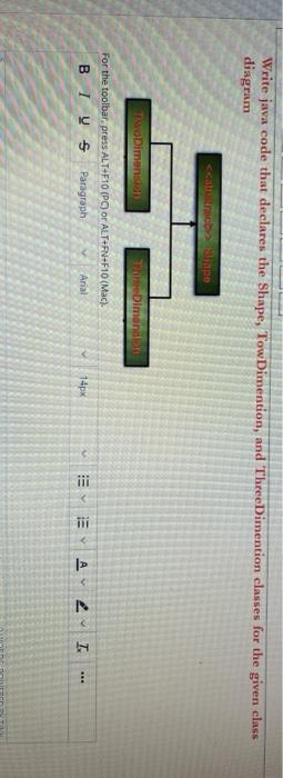 Solved Write java code that declares the Shape, | Chegg.com
