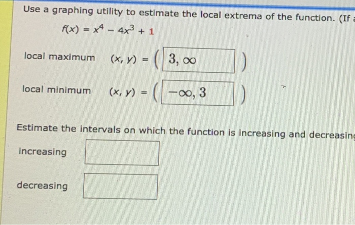 Solved Use a graphing utility to estimate the local extrema | Chegg.com