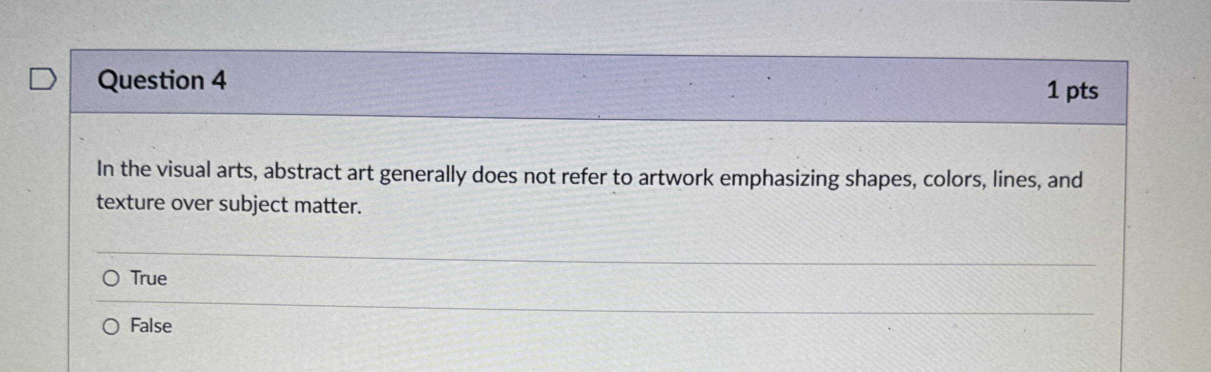 Solved Question 41 ﻿ptsIn the visual arts, abstract art | Chegg.com