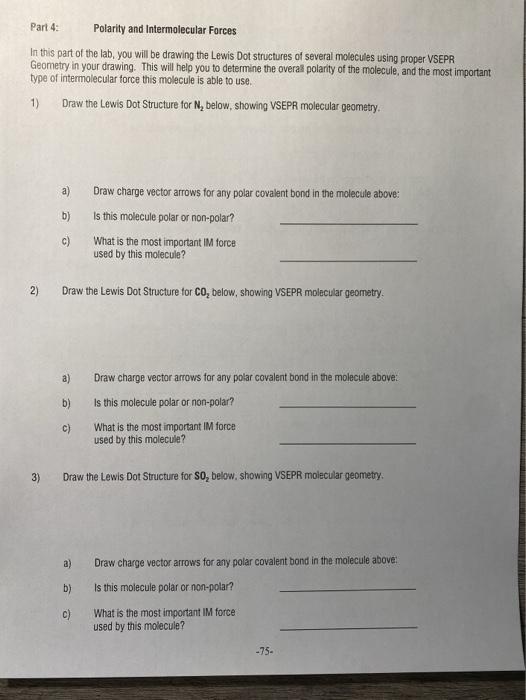 Solved Part 4: Polarity and Intermolecular Forces In this | Chegg.com