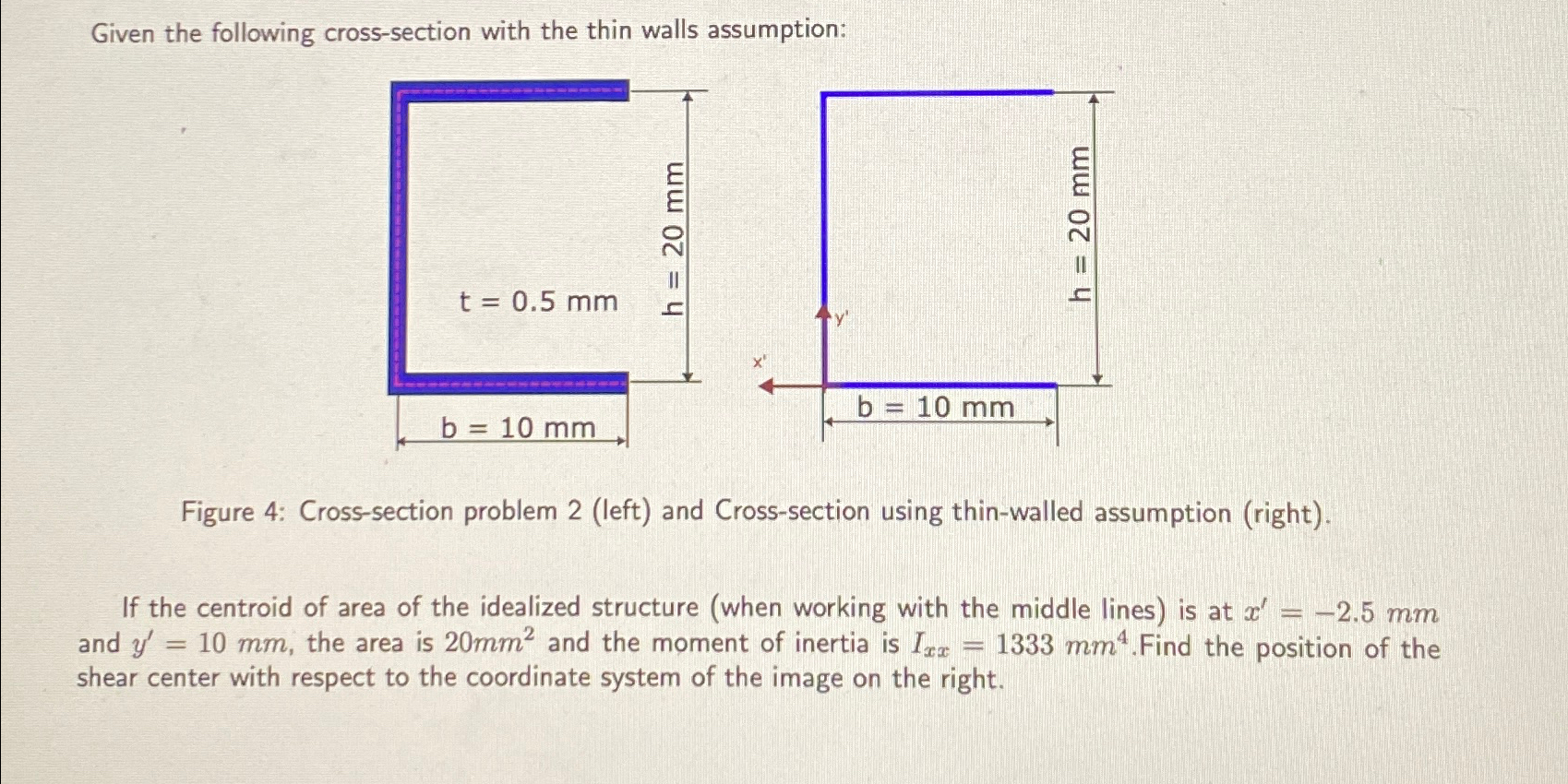 Given the following cross-section with the thin walls | Chegg.com