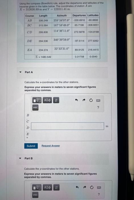 Solved Using the compass (Bowditch) rule, adjust the | Chegg.com