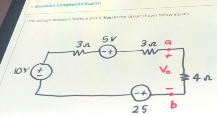 Solved Question Completion Status: The voltage between nodes | Chegg.com