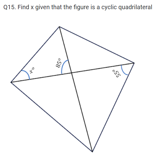 Solved Q15. ﻿Find x ﻿given that the figure is a cyclic | Chegg.com