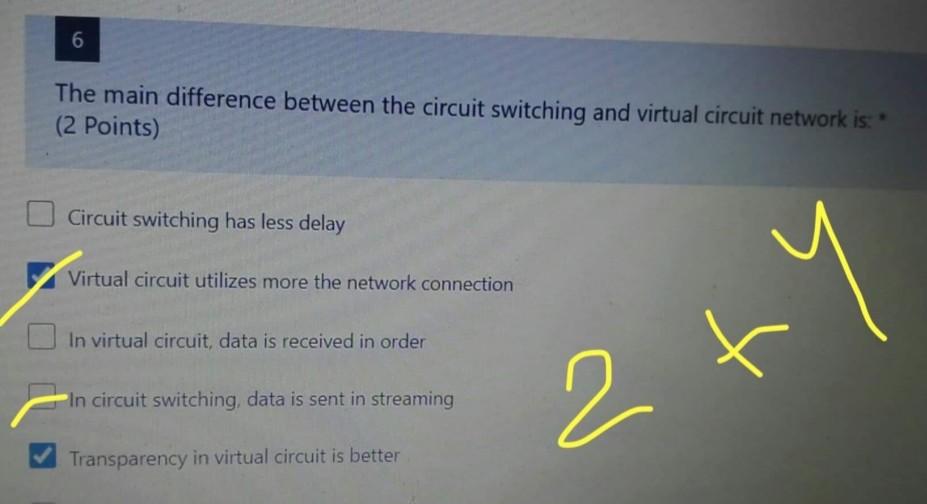 Solved 6 The main difference between the circuit switching | Chegg.com
