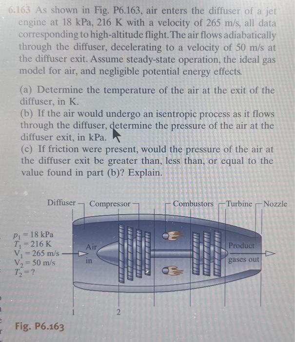 Solved 6.163 As shown in Fig. P6.163, air enters the | Chegg.com