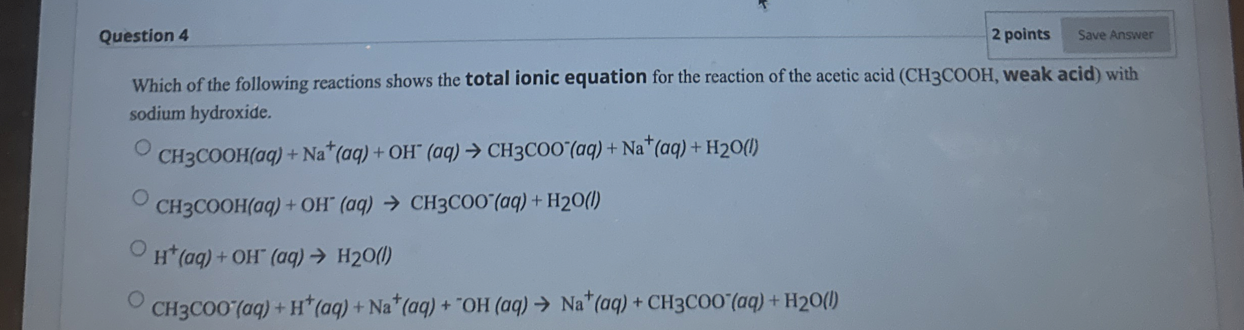 Solved Question 4Which of the following reactions shows the | Chegg.com