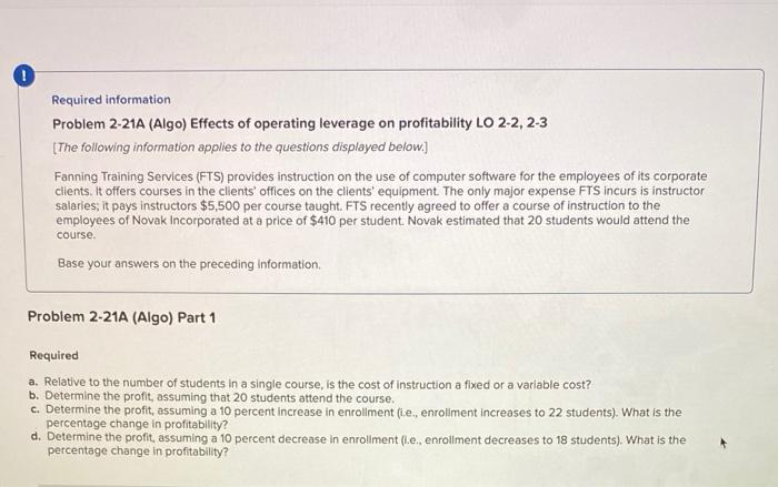 Solved Required information Problem 2-21A (Algo) Effects of | Chegg.com