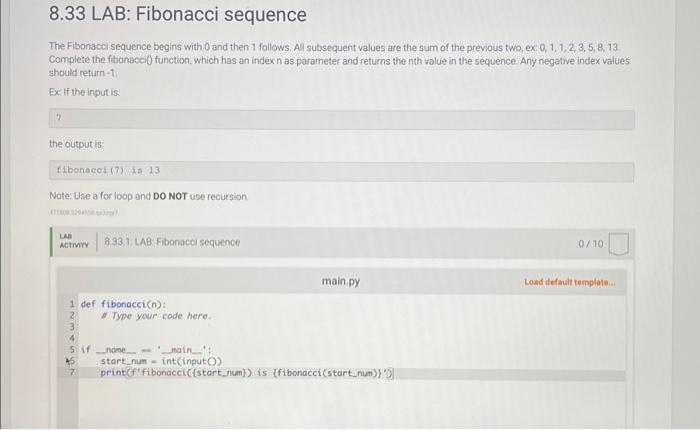 Solved The Fibonacci Sequence Begins With 0 And Then 1