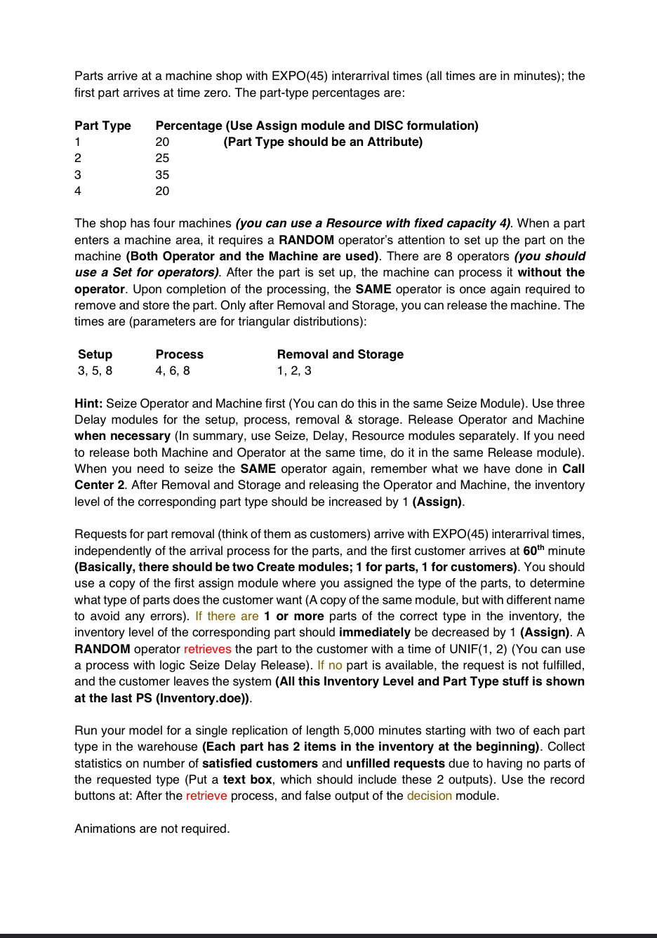 Solved Parts arrive at a machine shop with EXPO(45) | Chegg.com