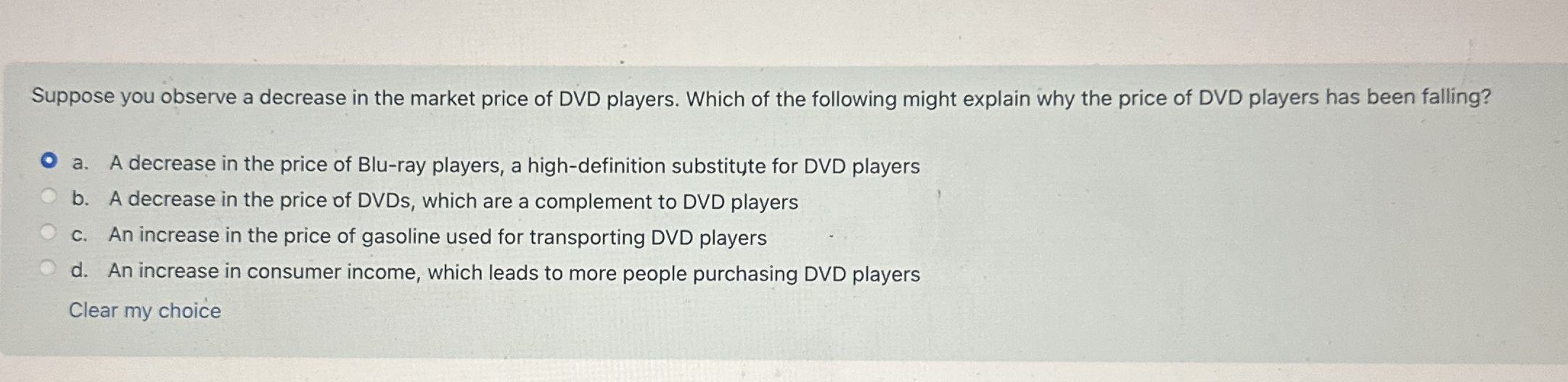 Solved Suppose you observe a decrease in the market price of | Chegg.com