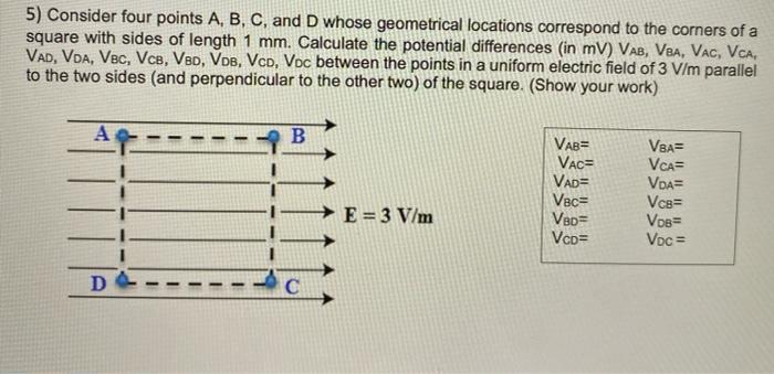 Solved 5) Consider four points A, B, C, and D whose | Chegg.com