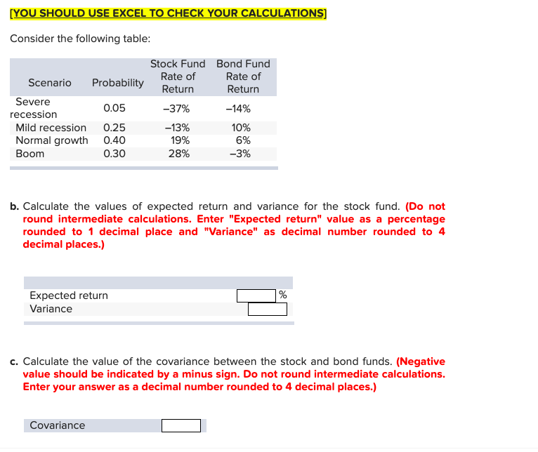 Solved [YOU SHOULD USE EXCEL TO CHECK YOUR | Chegg.com