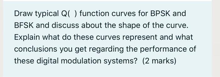 Solved Draw typical Q() function curves for BPSK and BFSK | Chegg.com