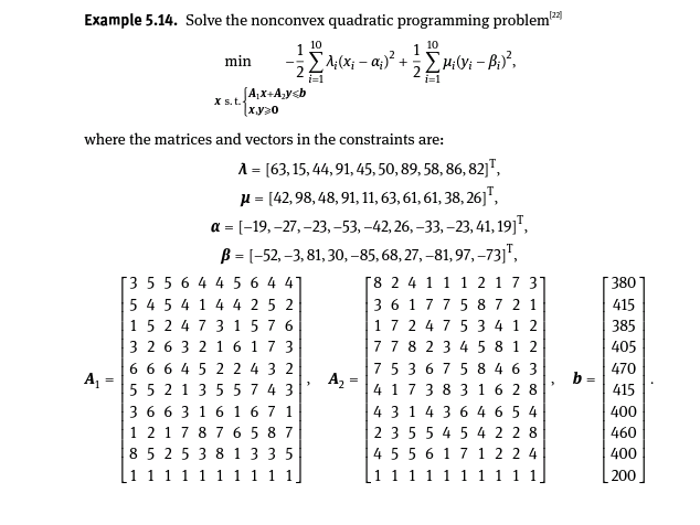 Solved Example 5.14. Solve the nonconvex quadratic | Chegg.com