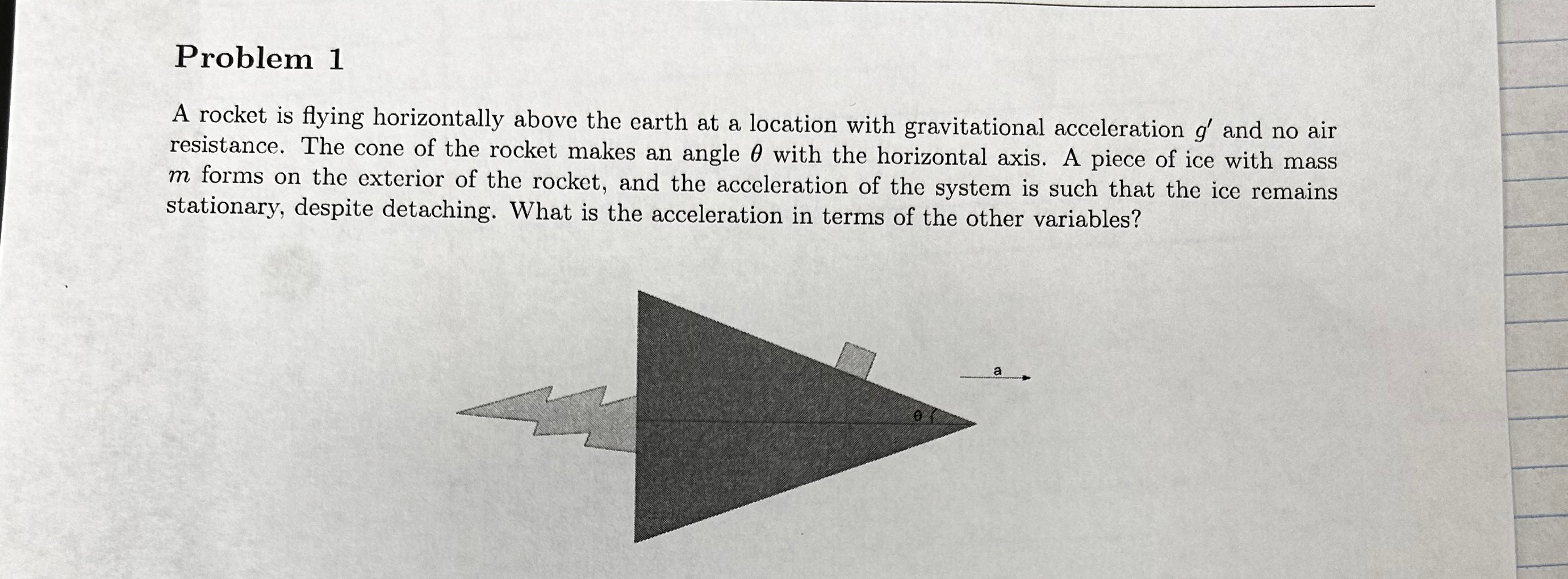 Solved Problem 1A rocket is flying horizontally above the | Chegg.com