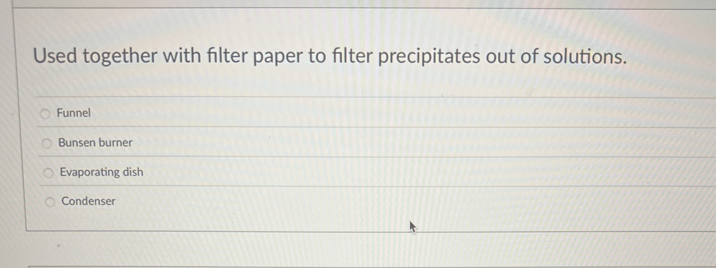 Solved Used together with filter paper to filter | Chegg.com