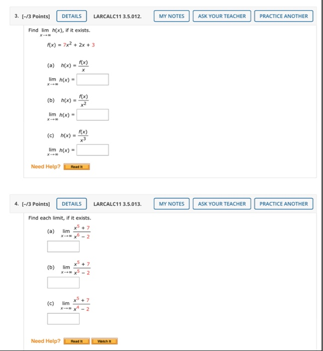 Solved MY NOTES ASK YOUR TEACHER PRACTICE ANOTHER 3. (-/3 | Chegg.com
