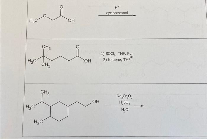 Solved cyclohexanol H+ 2) toluene, THF 1) SOCl2,THF,Pyr | Chegg.com