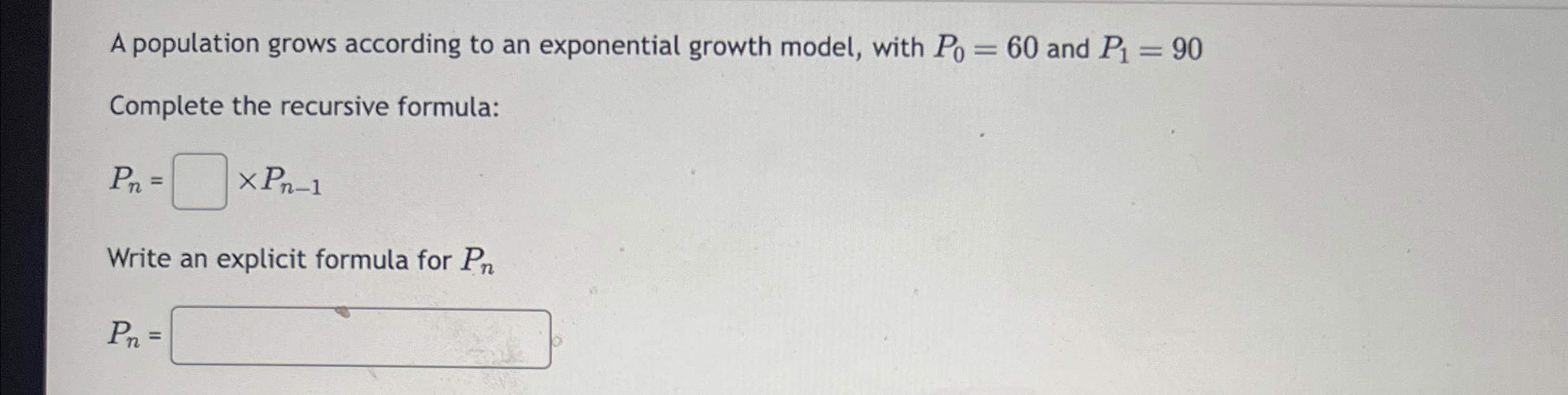 Solved A population grows according to an exponential growth | Chegg.com