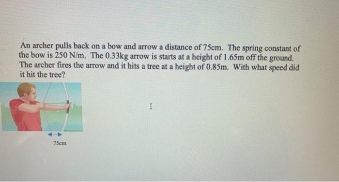 Solved An archer pulls back on a bow and arrow a distance of | Chegg.com