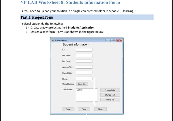 Solved VP LAB Worksheet 8: Students Information Form . You | Chegg.com