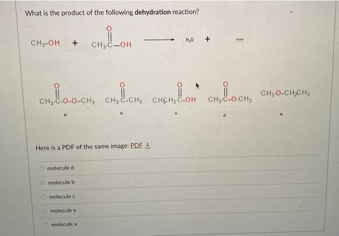 Solved What is the product of the following dehydration | Chegg.com