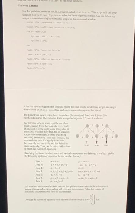 Problem Static For this problem, create a MATLAB | Chegg.com
