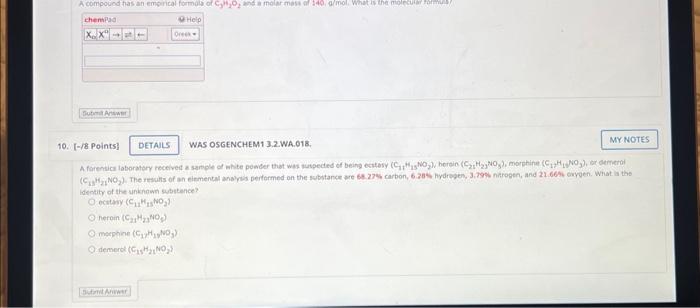 Solved A compound has an empirical formula of C3H2O2 and | Chegg.com
