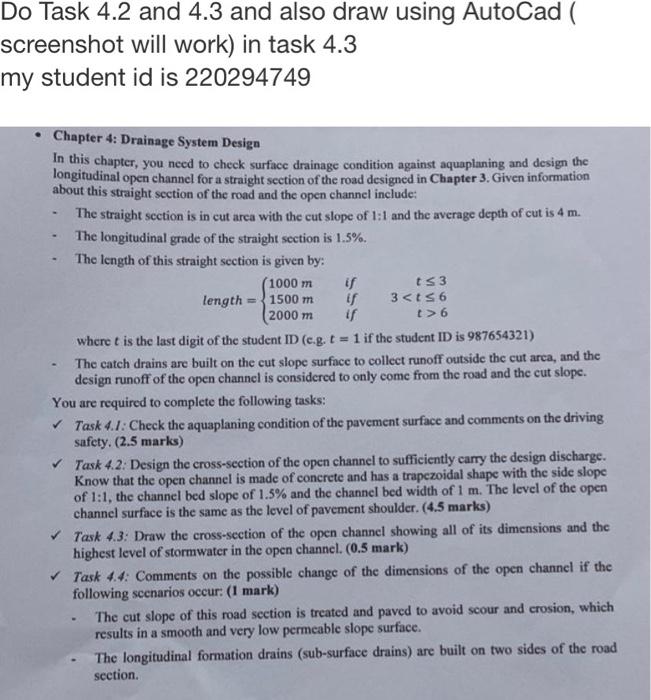 Solved Do Task 4.2 and 4.3 and also draw using AutoCad ( | Chegg.com