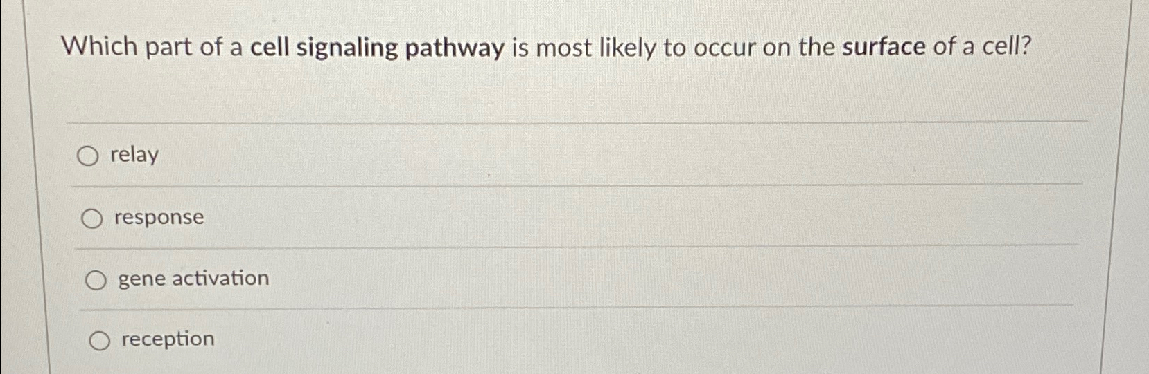 Solved Which part of a cell signaling pathway is most likely | Chegg.com
