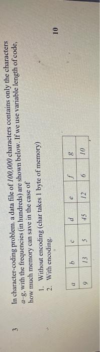 Solved 3 In character-coding problem. a data file of 100,000 | Chegg.com
