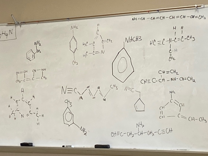 Solved Rank these molecules of C7H9N in order of least | Chegg.com