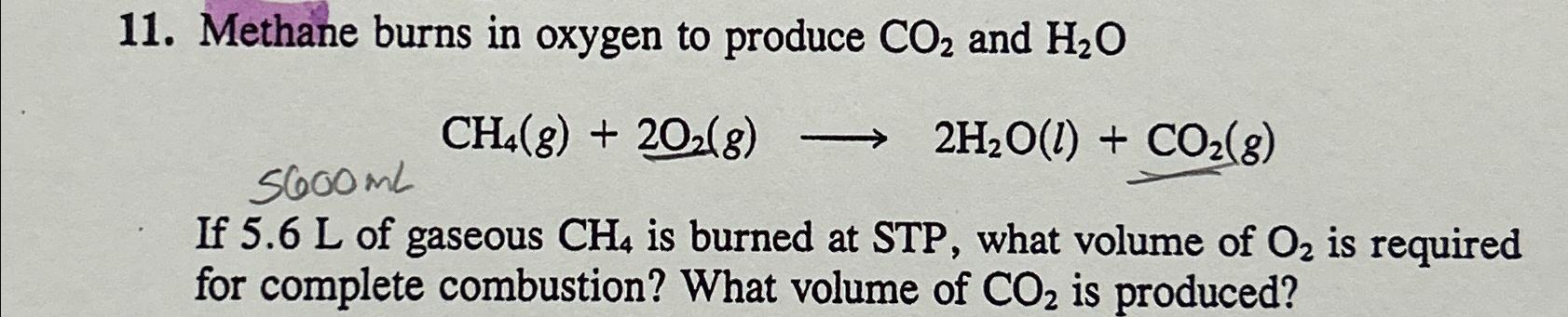 Solved Methane burns in oxygen to produce CO2 ﻿and | Chegg.com