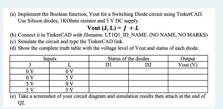 Solved A Implement The Boolean Function Vout For A