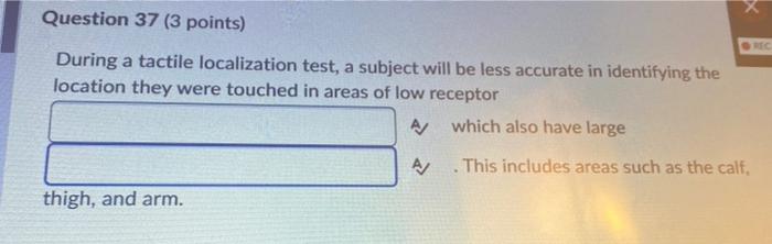 Solved X Question 37 (3 points) ose During a tactile | Chegg.com