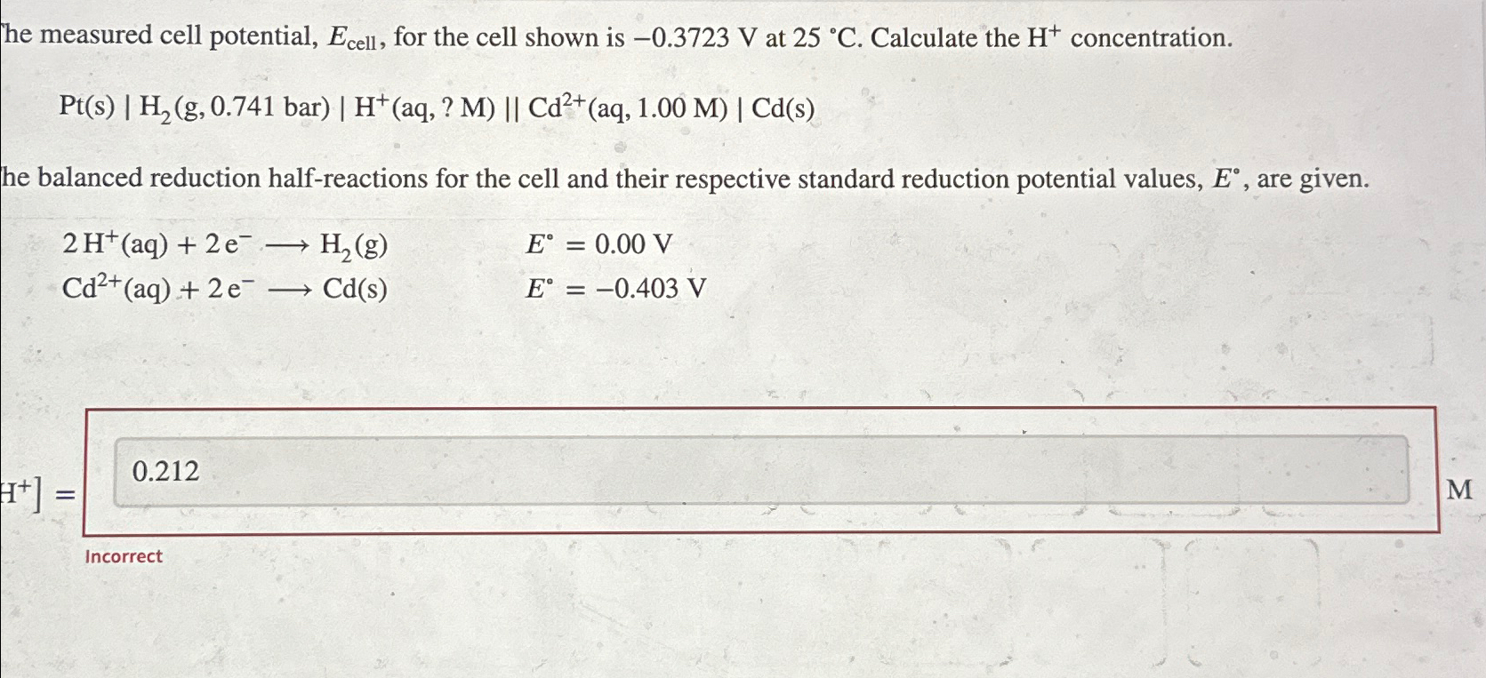 The Measured Cell Potential Ecell ﻿for The Cell