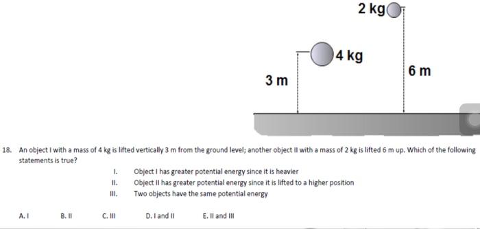 Solved 18. An object I with a mass of 4 kg is lifted | Chegg.com