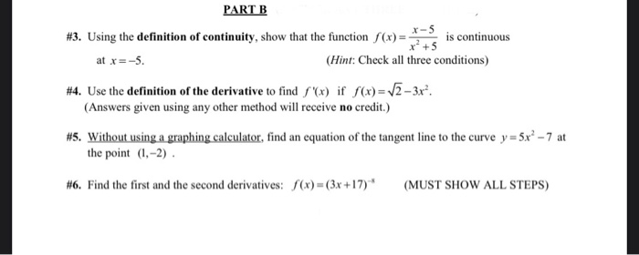 Solved PART B x-5 #3. Using the definition of continuity, | Chegg.com