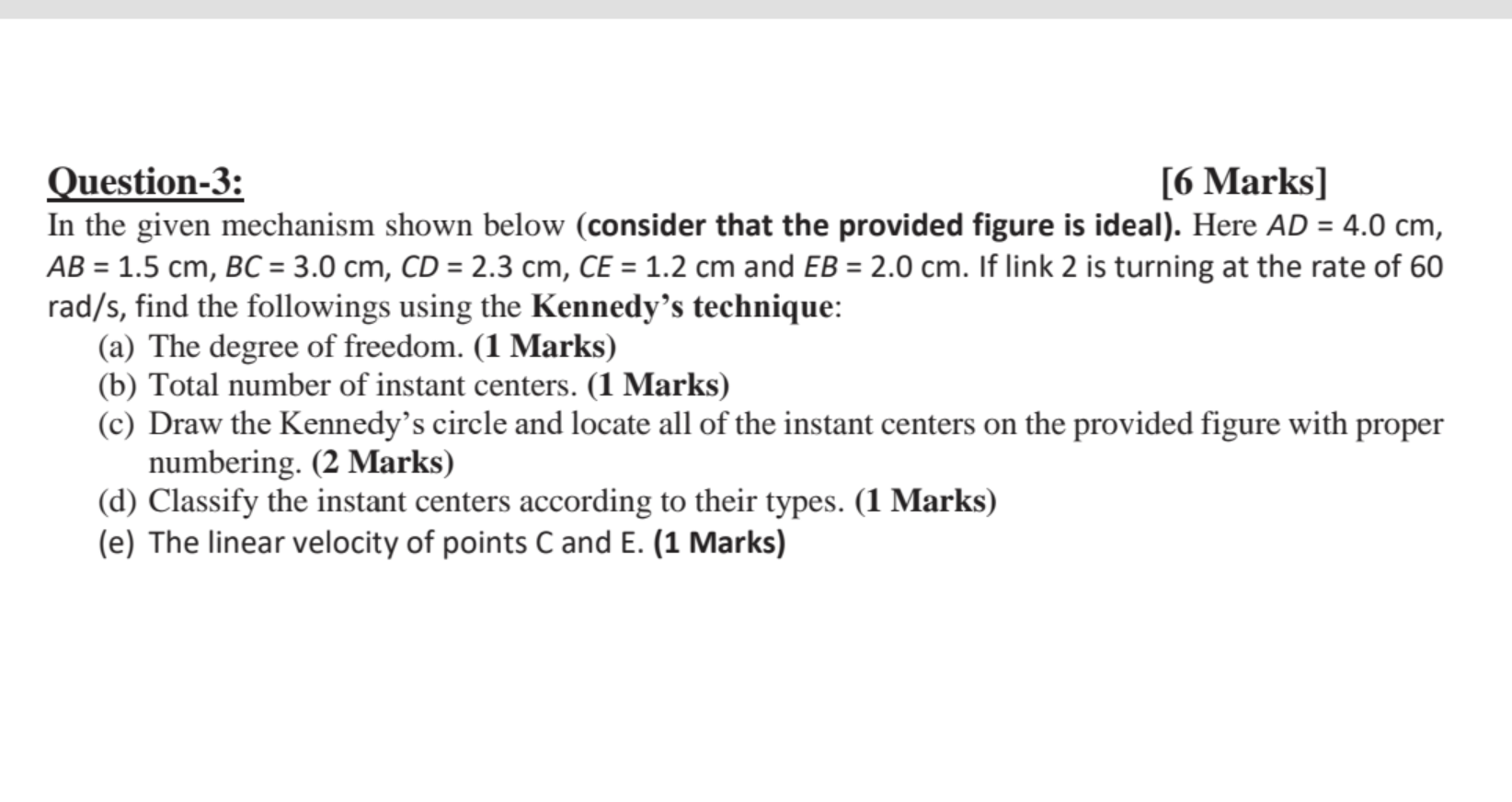 Solved Question-3: [6 Marks] In the given mechanism shown | Chegg.com