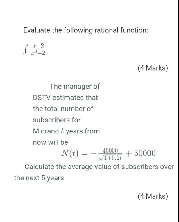 Solved Evaluate the following rational function: ∫x2+2x−2 (4 | Chegg.com