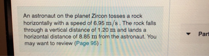 Solved An astronaut on the planet Zircon tosses a rock | Chegg.com