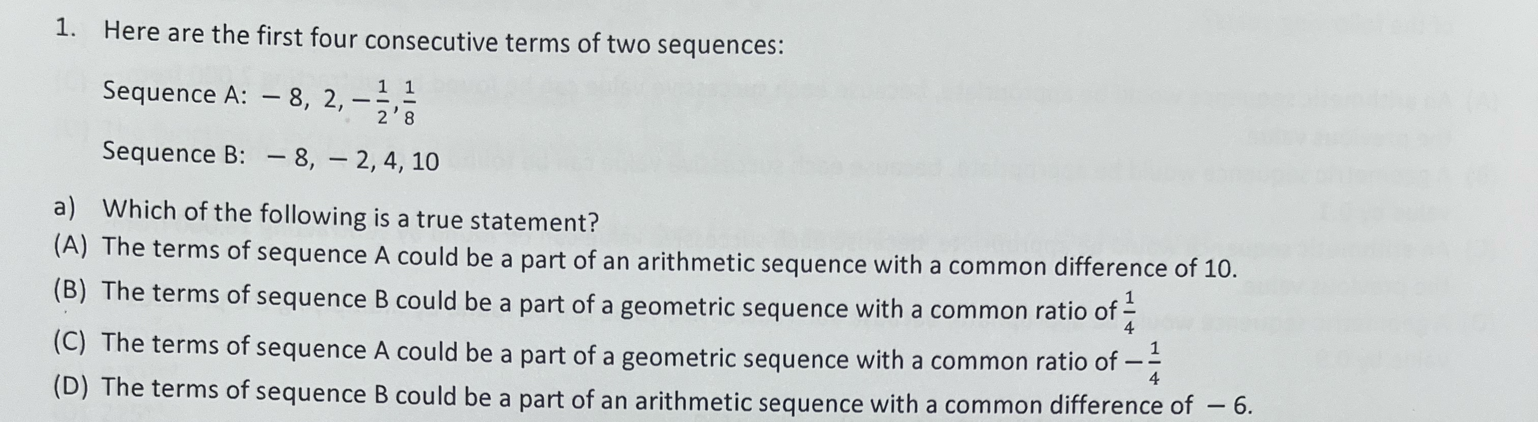 Solved Here are the first four consecutive terms of two | Chegg.com